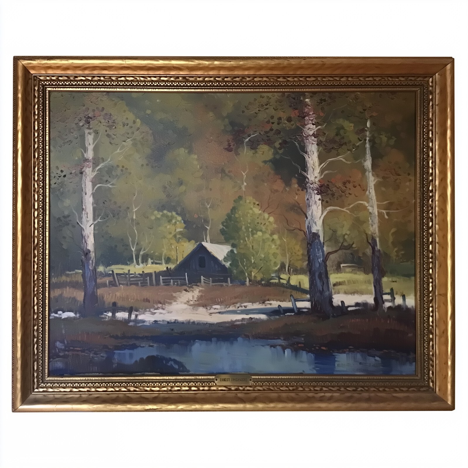 Oil on Canvas Painting of Cabin in Woods; Ernest T. Fredericks ...