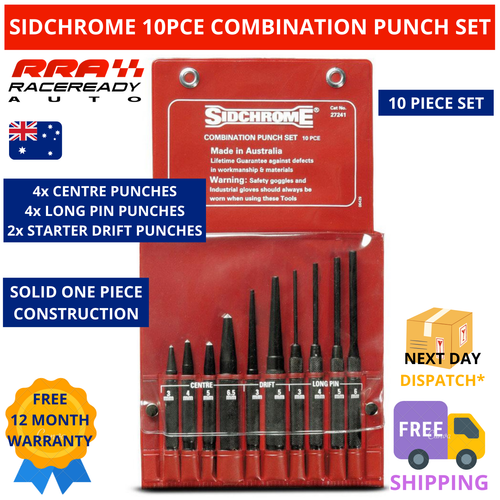 Sidchrome Combination Punch Set SCMT27241 10Pcs Centre, Long Pin ...
