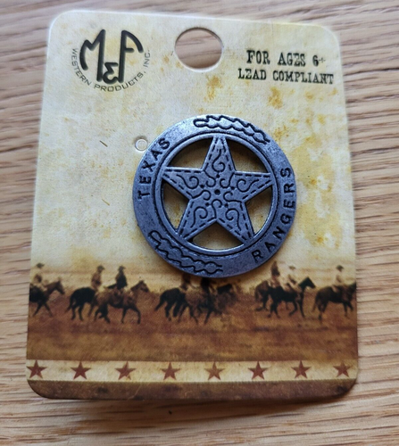 Western Antiqued Silver TEXAS RANGERS Hat Pin Tie Tack Lapel Pin Round ...