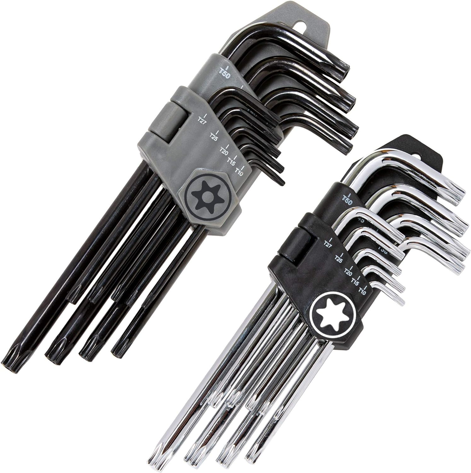 Torx Wrench Set, 18 Wrenches, 9 Standard & 9 Security Tamper Proof Torx ...