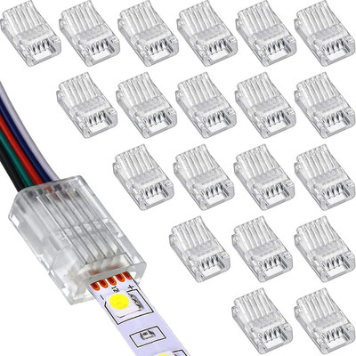 Pack of 20 LED Connector 5 Pin 10Mm,Solderless,5 Pin LED Strip Light ...