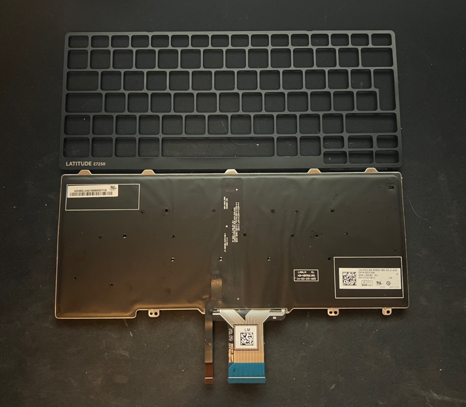 Original Dell Latitude E7250 Backlit UK Keyboard With Bezel, Excellent ...