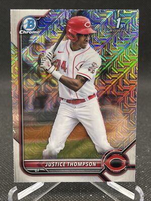 2022 Bowman Chrome JUSTICE THOMPSON Mojo Refractor Mega Box 1st Card ...