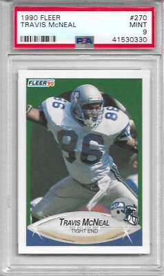 1990 FLEER #270 TRAVIS McNEAL PSA 9 MINT ROOKIE RC POP 1 ONLY 1 HIGHER ...