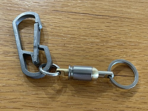 Titanium EDC Carabiner, Keychain Key Ring, Titanium/ Brass Bullet Bead ...