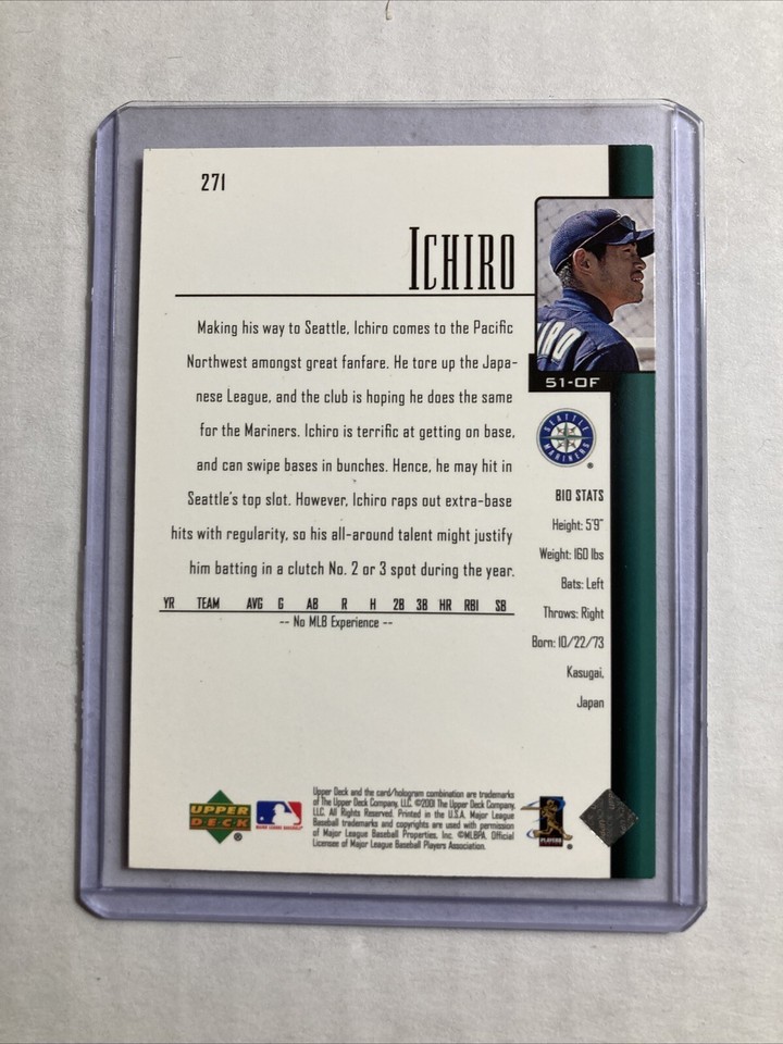 2001 Upper Deck #271- ICHIRO SUZUKI Rookie RC Card. | eBay