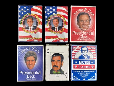 6pk Lot of Vintage Political Playing Cards George W Bush John F. Kerry ...