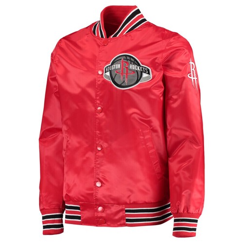 NBA Houston Rockets Vintage Red Satin Letterman Baseball Varsity Jacket ...