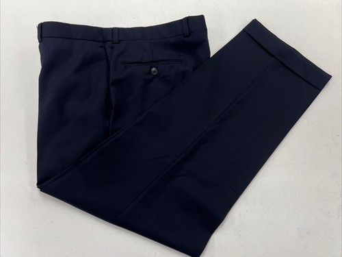 ESTRATO SUPER 100 Jack Victor Men's Navy Blue Solid Wool Dress Pants ...