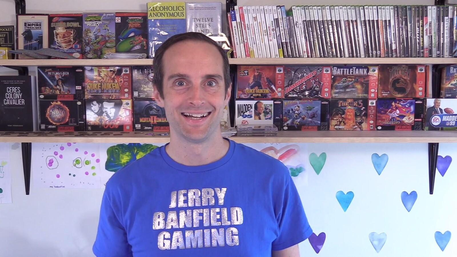 Jerry Banfield Gaming Blue T Shirt Men’s Medium Front And Back Print | eBay