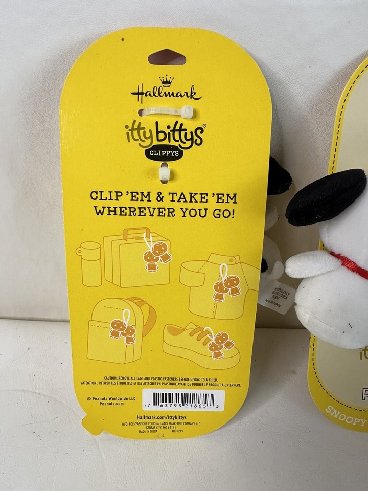 Hallmark itty bittys Peanuts Snoopy & Woodstock Clippy Tiny Plush Sets ...