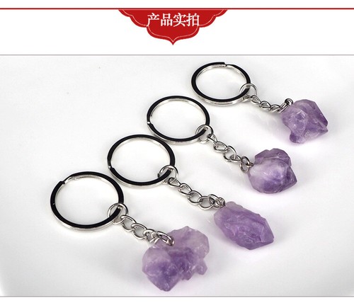 100pcs Amethyst Key Chain Natural Amethyst Crystal Point Chain Gemstone ...