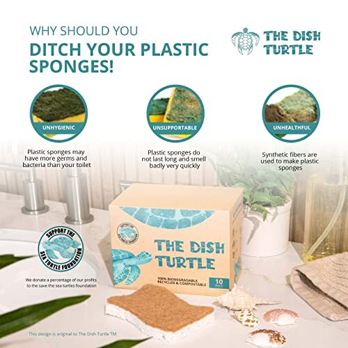 10 Pack Biodegradable Dish Sponges and 100% Compostable Natural ...