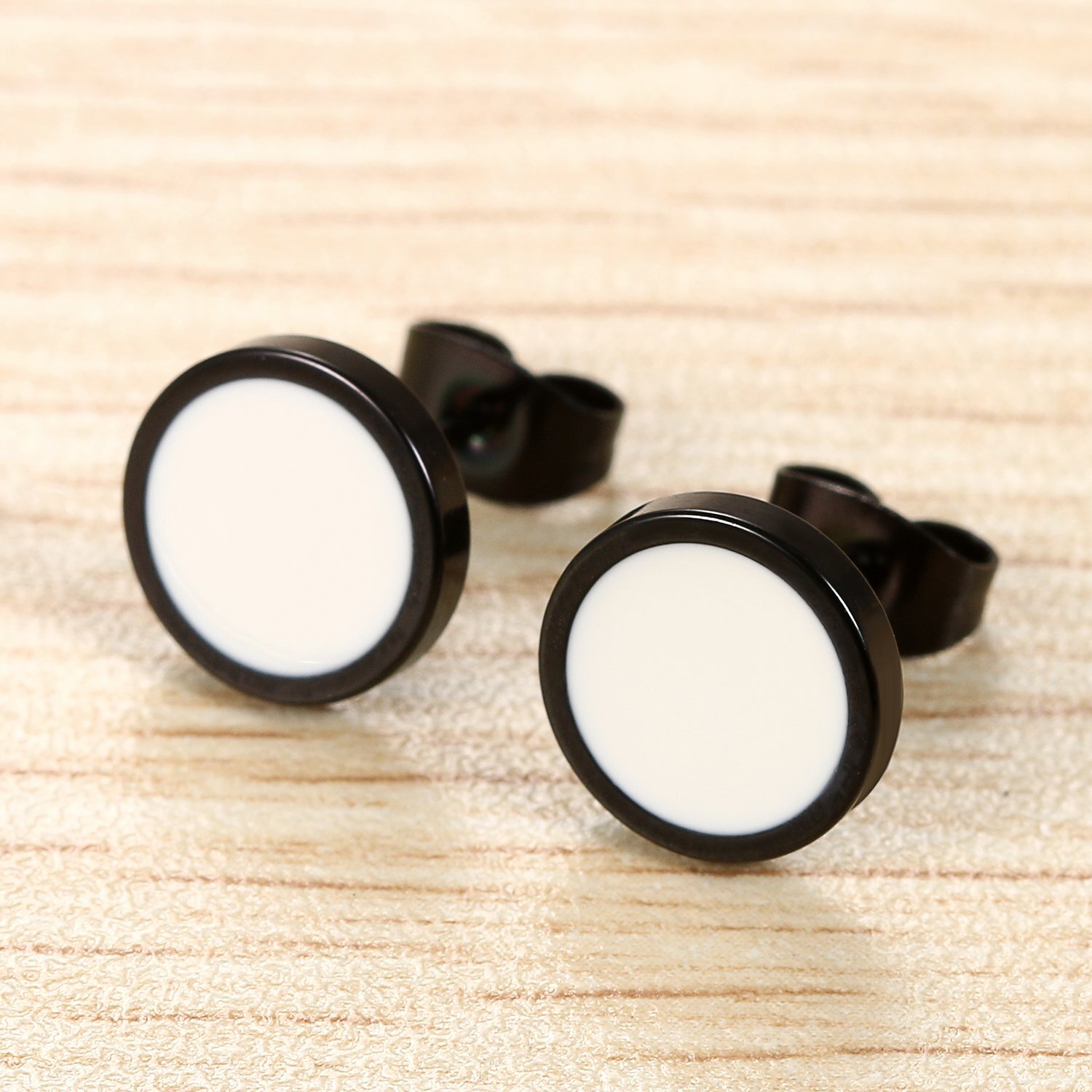 2pcs Men Women Stainless Steel 10MM Stud Earrings of Round Tunnel Plugs ...