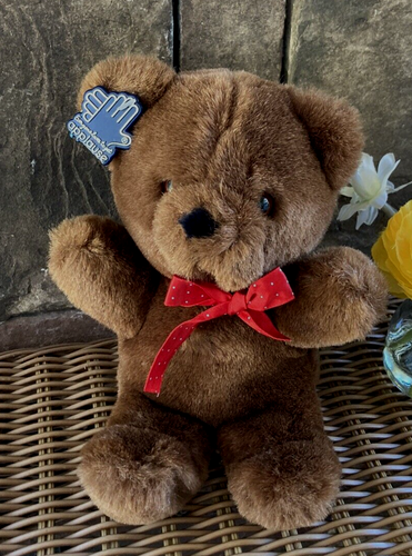 Applause BONKERS Brown Plush Teddy Bear 4654 Korea 8" Red Bow Wallace ...