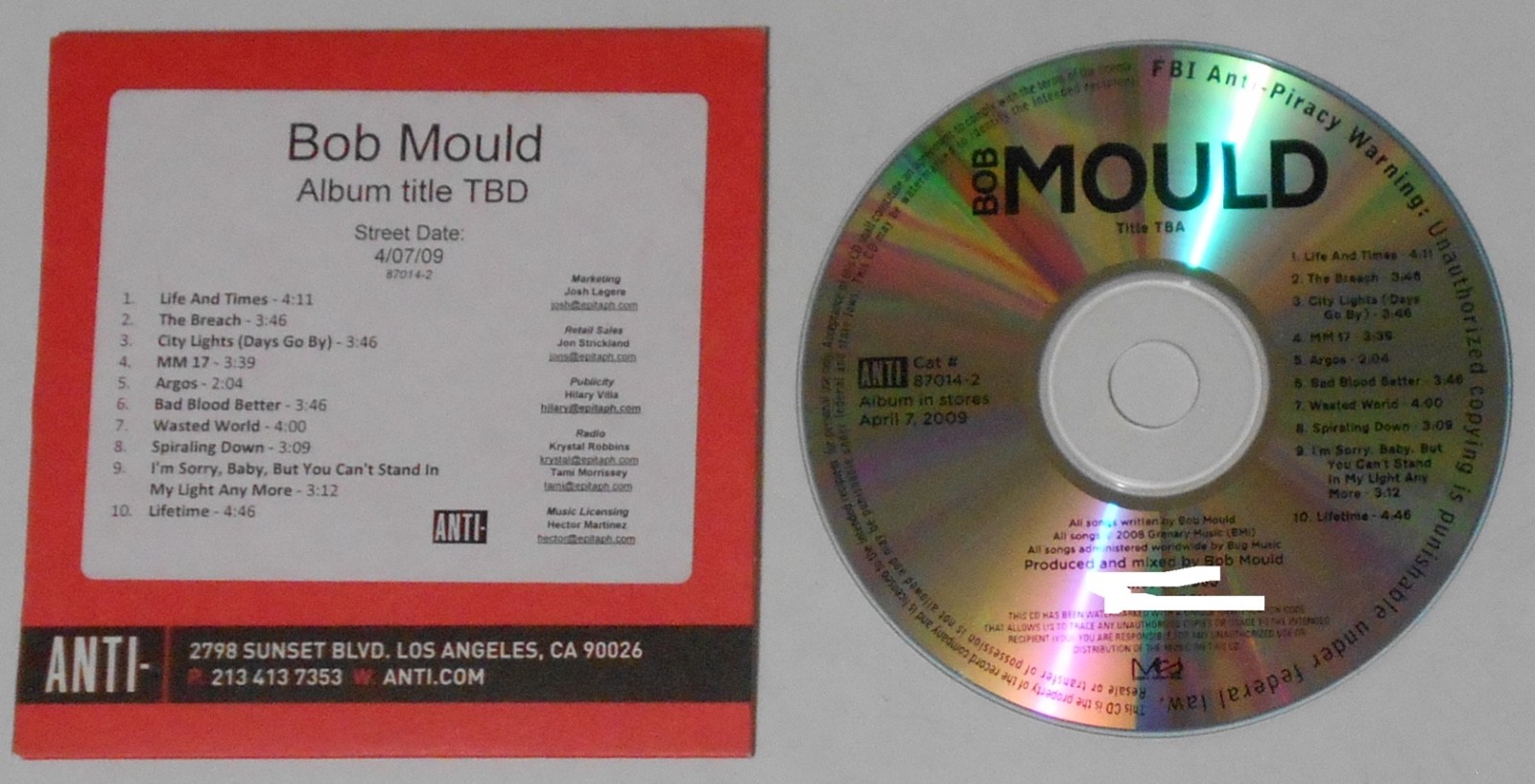 Bob Mould Husker Du Life and Times - U.S. promo cd card cover | eBay