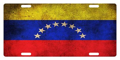 VENEZUELA Flag Custom License Plate Venezuelan Tricolor Emblem Dirty ...