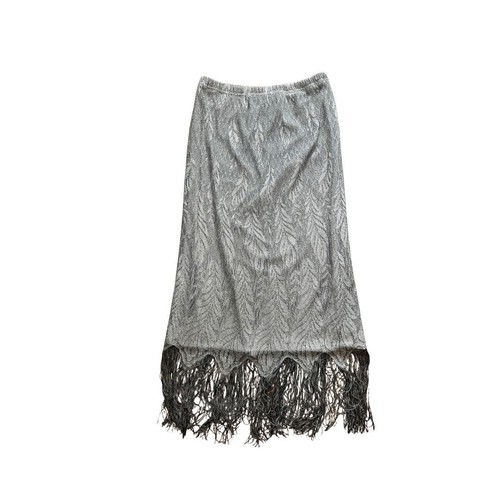 Lew Magram Collection Skirt Silver Gray Fringe Boho No Size Tag See ...