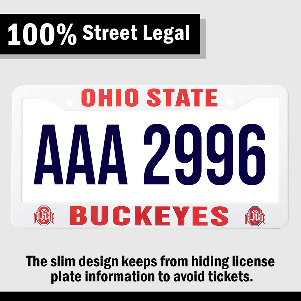 Ohio State Buckeyes OSU White License Plate Frame Cover - EliteAuto3K ...
