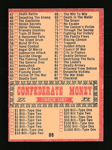 1962 Topps Civil War News NON_SPORT Checklist #88 | eBay