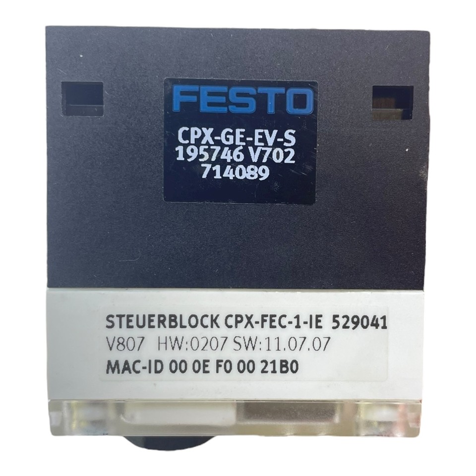Festo Control Block CPX-FEC-1-IE 529041 CPX-GE-EV-S Control Block From ...