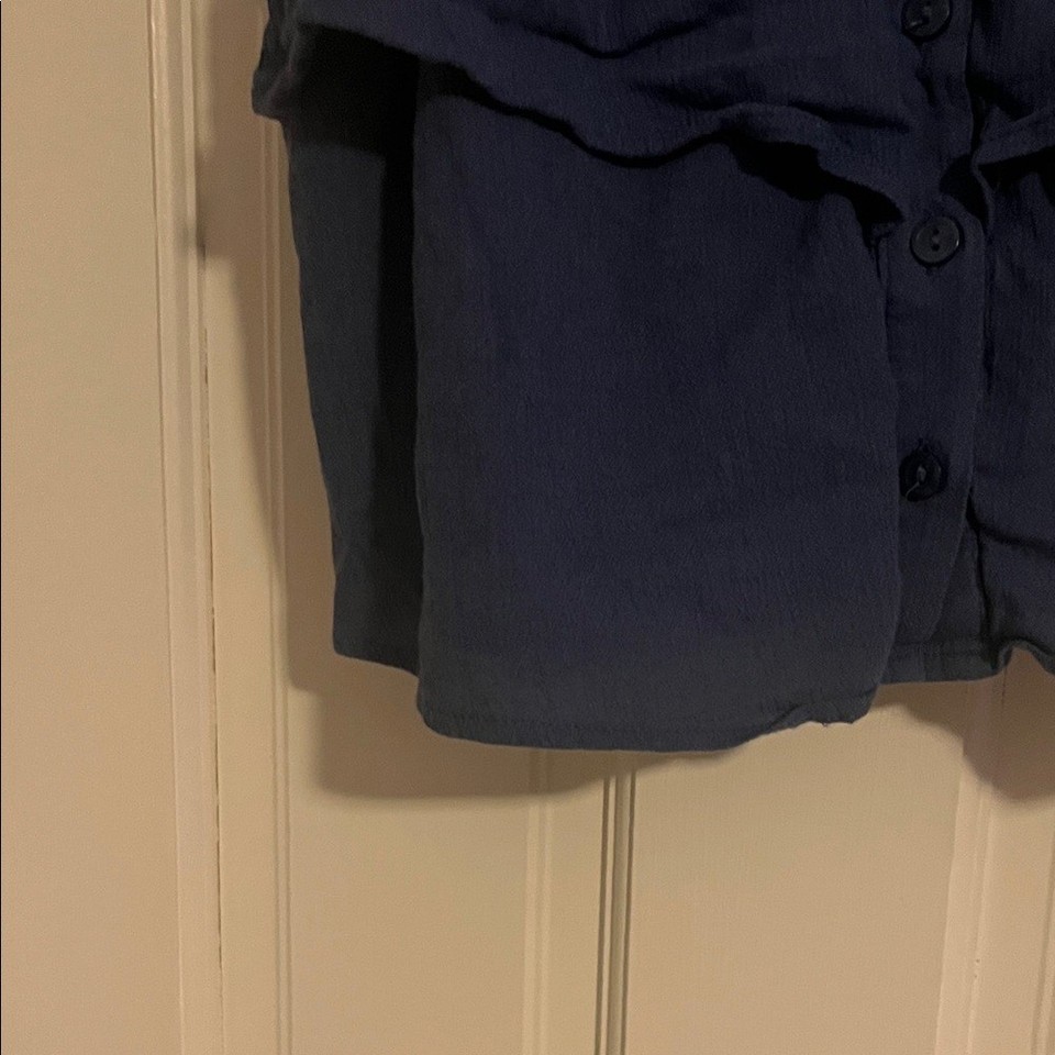 American Eagle Outfitters Dark Blue Ruffle Sleeveless Blouse | eBay