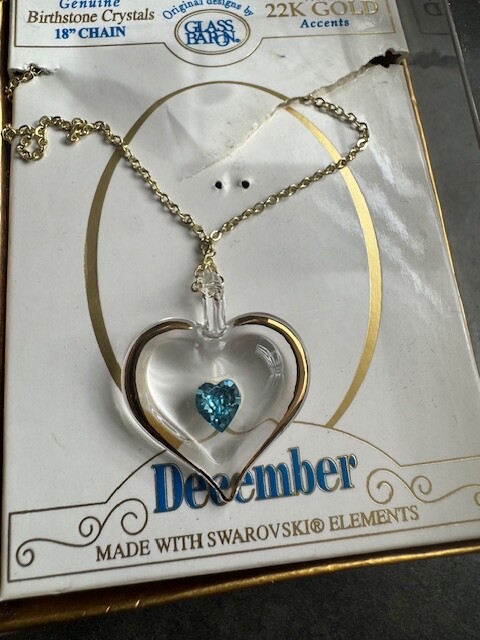Glass Baron 22k Gold Crystal December Birthstone Sparkle Heart Necklace ...