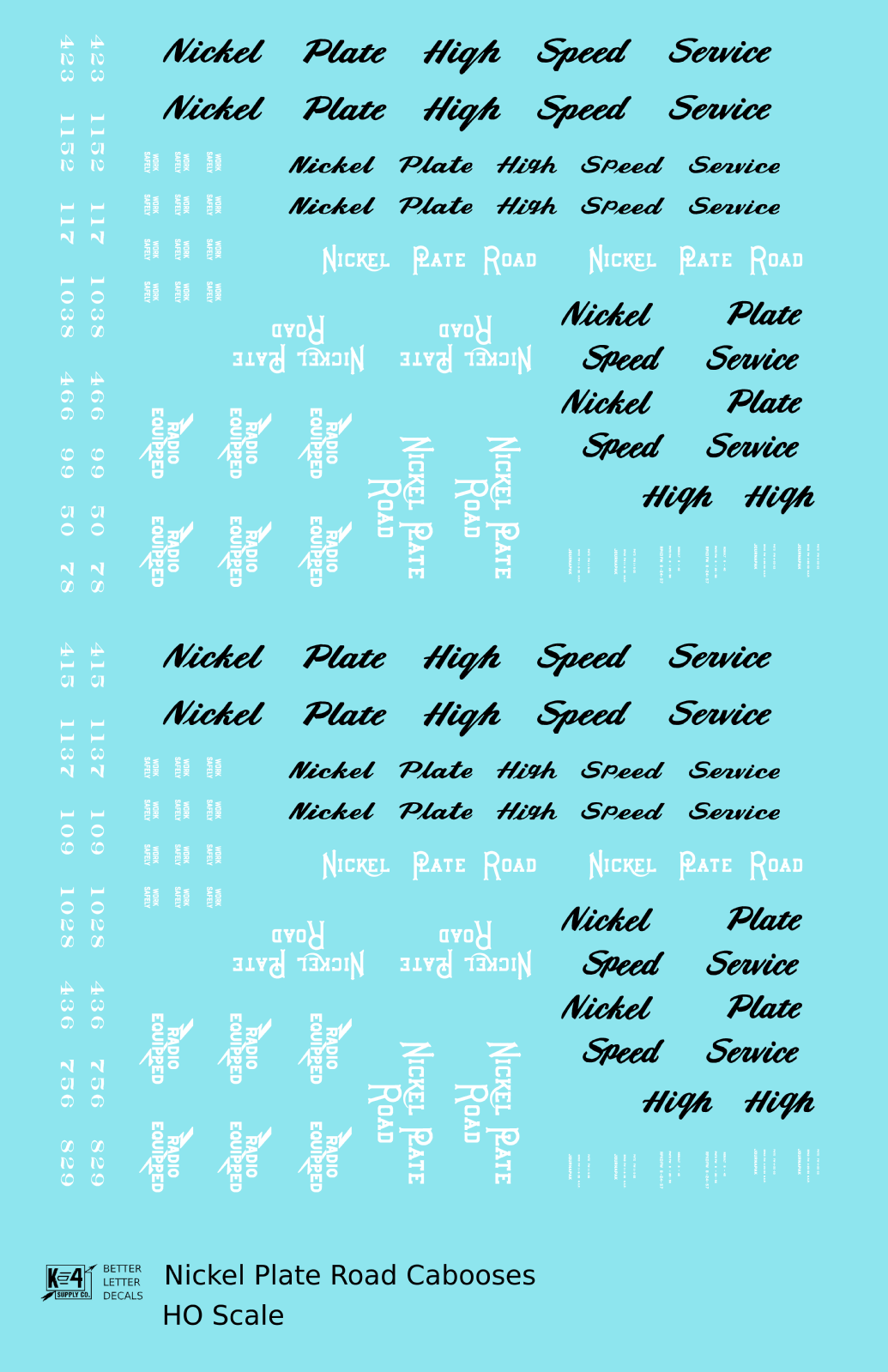 K4 HO Scale Decals Nickel Plate Road Caboose White | eBay