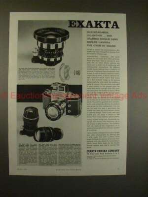 1959 Exakta Camera & Lenses Ad - Incomparable Ingenious | eBay