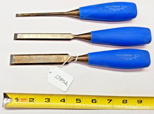 Chisels, (3) FOOTPRINT Woodworkers Chisels, 1/4", 1/2" & 3/4" Sheffield ...