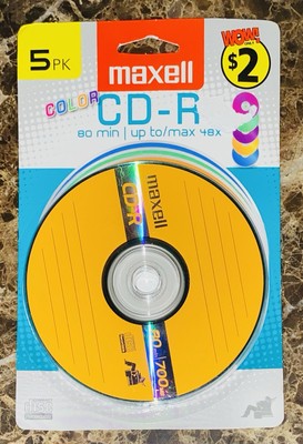 5 Pack Maxell Color CD-R Data - Music Photos - 80mins 700mb - NEW ...