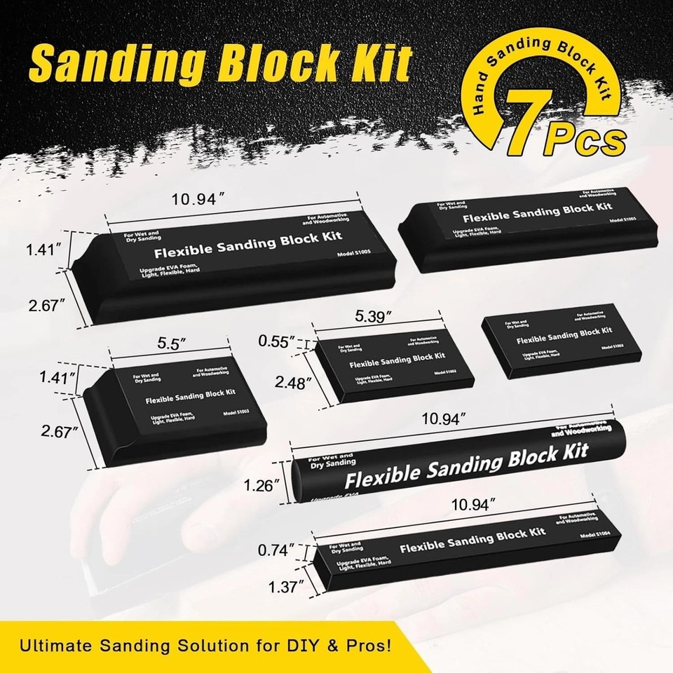 Sanding Block Kit Wet Dry Sanding Blocks Auto Body for Automotive ...