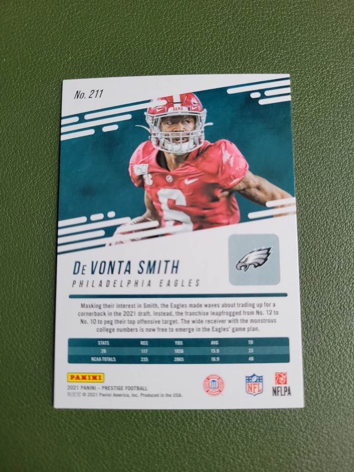 DEVONTA SMITH 2021 PRESTIGE NFL FOOTBALL ROOKIE CARD #211 EAGLES NICE ...