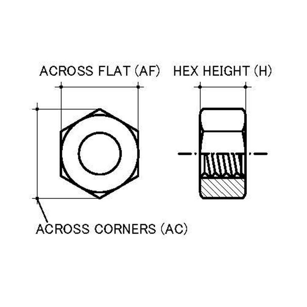 Pack of 2 Zinc Silver Hex Nut 2BA x 0.81p Imperial BS57 Standard Full ...