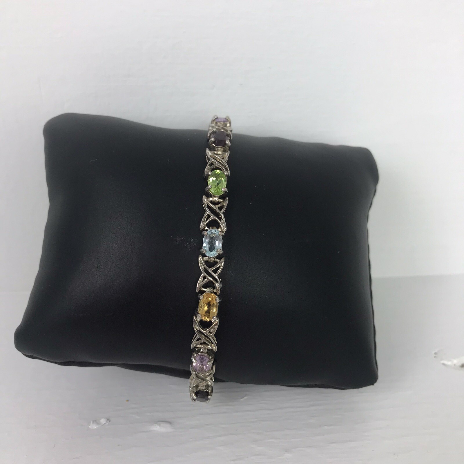 VINTAGE STERLING SILVER BRACELET-FAS-925-SILVER 14 COLOR-BEAUTIFUL ...
