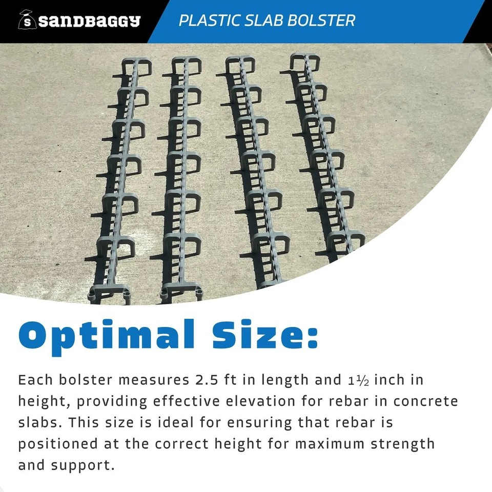 Sandbaggy Plastic Slab Bolsters - Continuous Rebar Support Chair - Snap ...