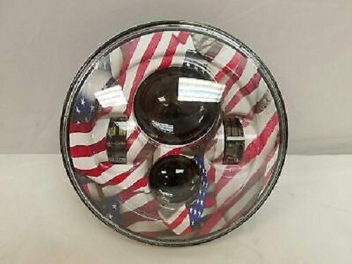 7″ REPLACEMENT USA AMERICAN FLAG DESIGN PROJECTOR HID LED HEADLIGHT FOR ...