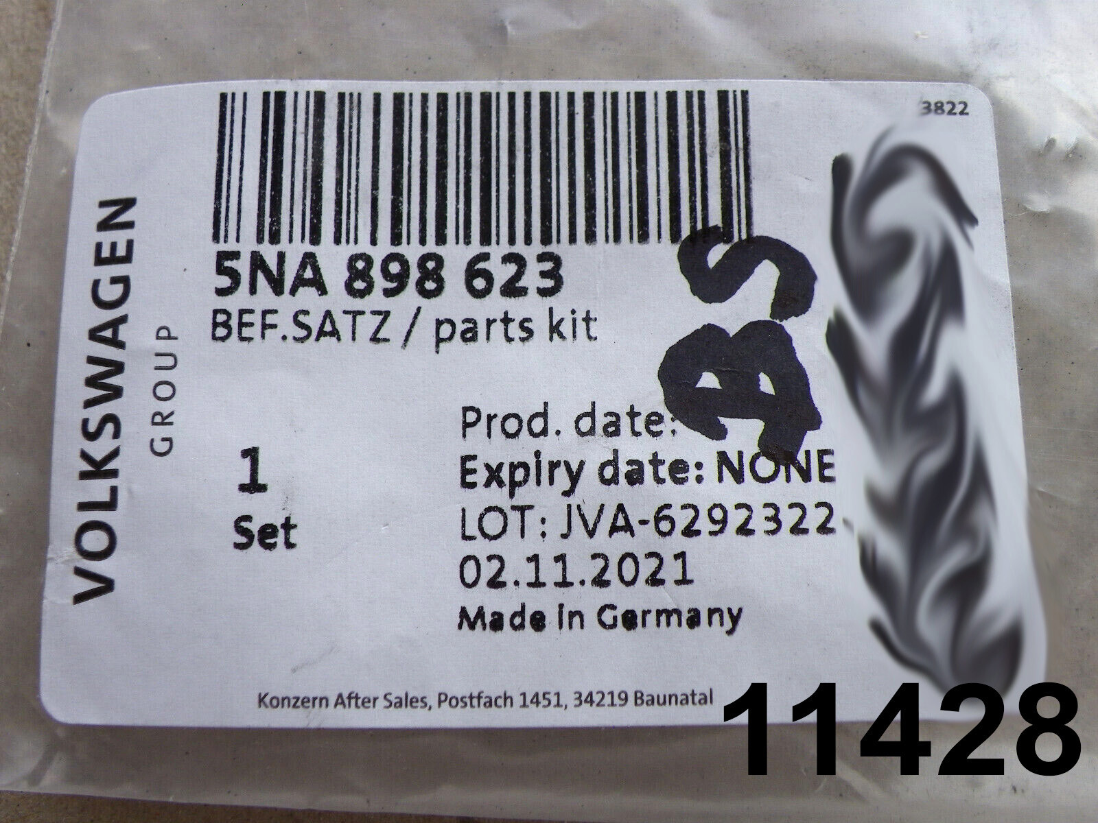 1x Original VW Tiguan 5N Befestigungssatz 5NA898623 Stoßstange vorne ...