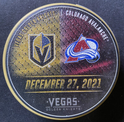 Vegas Golden Knights vs Avs matchup puck 12/27/21 - Postponed Game ...