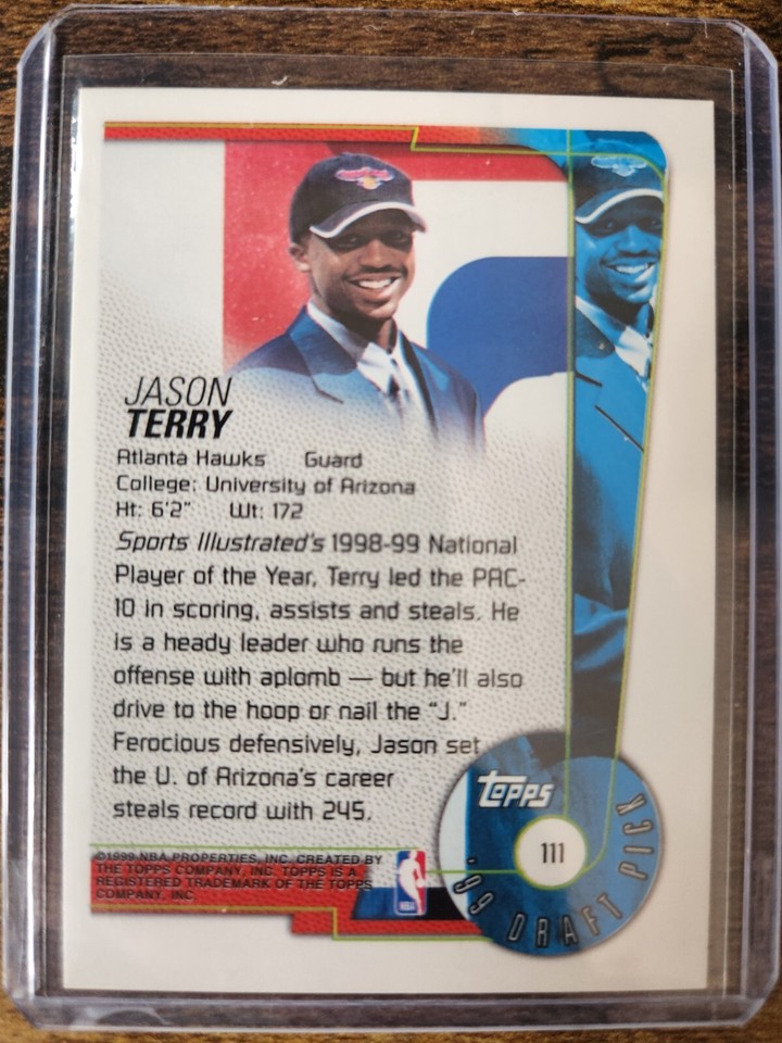 1999-00 Topps Jason Terry Rookie RC #111 Atlanta Hawks Arizona | eBay