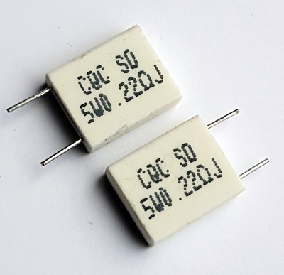 [2pcs] 0R22, 0.22 ohm, 5% J, 5W, Radial ceramic w/w Resistor –ref:740 ...