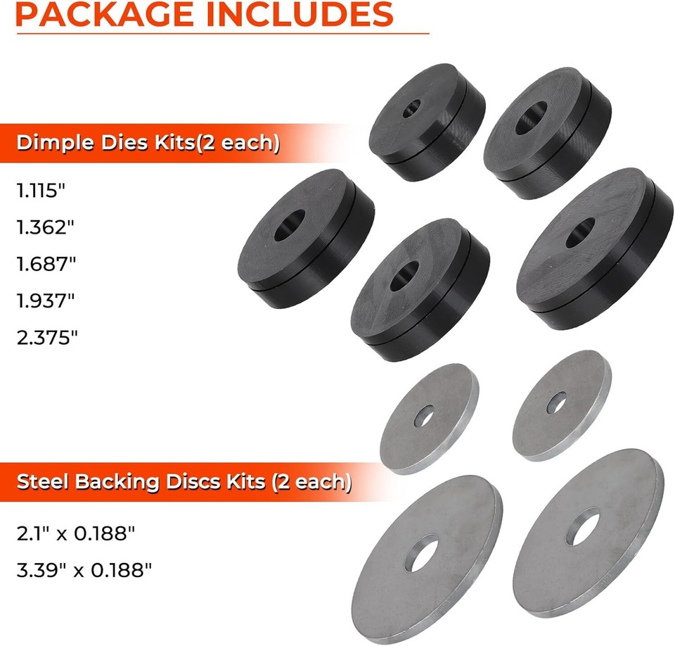 USA SHEET METAL DIMPLE DIE SET FOR HARBOR FREIGHT HYDRAULIC PUNCH ...
