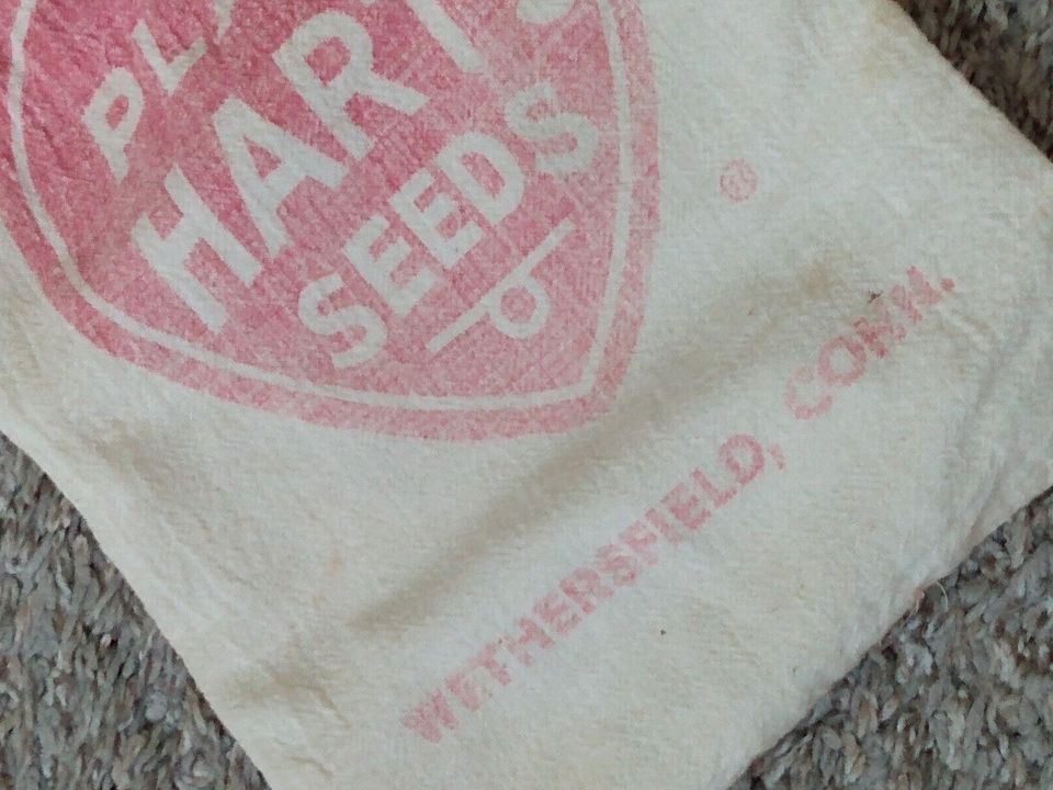 Vtg Plant Hart's Seeds Small Cloth Bag Sack 8" x14" Heart Wethersfield ...