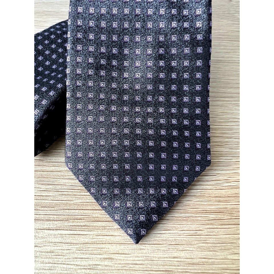 Kenneth Cole Awareness Gray with Purple Geometric Pattern Designer Silk ...