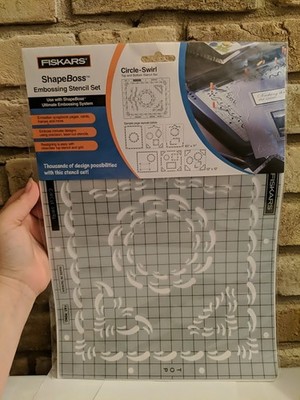 Fiskars ShapeBoss Embossing Stencil Set Circle Swirl Top and Bottom NOS ...