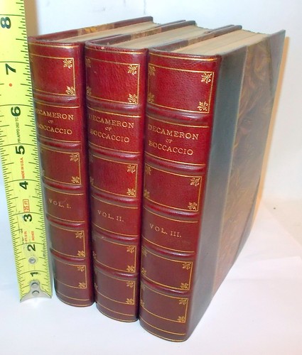 Antique BOOKS 3 Vol DECAMERON By BOCCACCIO 1886 Ltd ed # 557 Leather ...