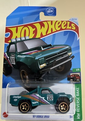 Hot Wheels 2024 Mainline H Case HW Reverse Rake '87 Dodge D100 Teal 38/ ...