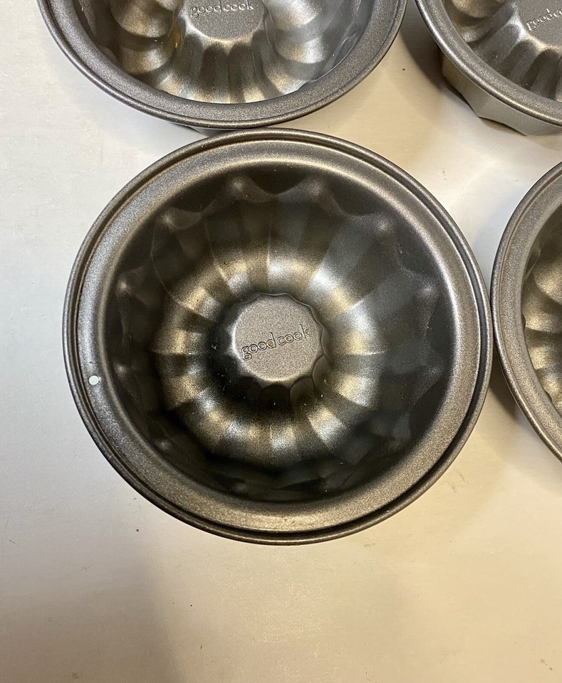 4 Goodcook Mini Fluted Tube Pans- Non-Stick -Bundt Cake Pans 4.5” | eBay
