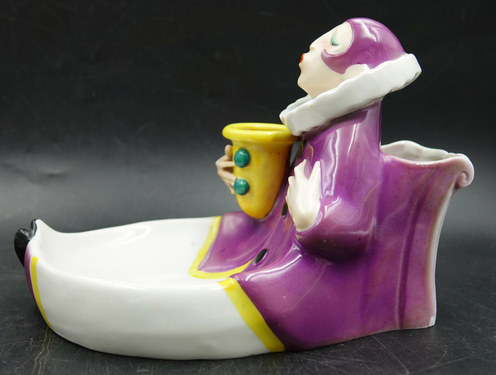 Germany Art Deco Goebel Porcelain Pierrot Figural Inkwell with Tray, ca ...
