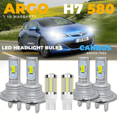 For Vauxhall Astra J Led Headlight Xenon White 580 DRL Side Light Bulbs ...